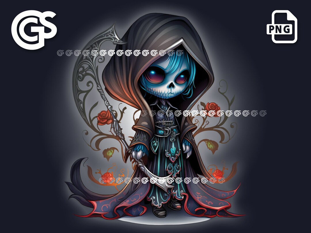Grim Reaper Girl PNG | Goth T-shirt Sticker Digital File, Mistress ...
