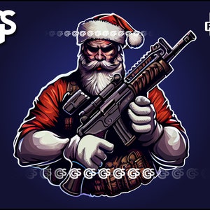 2nd Amendment Santa Claus PNG Christmas Digital T-shirt Santa's Gun PNG ...