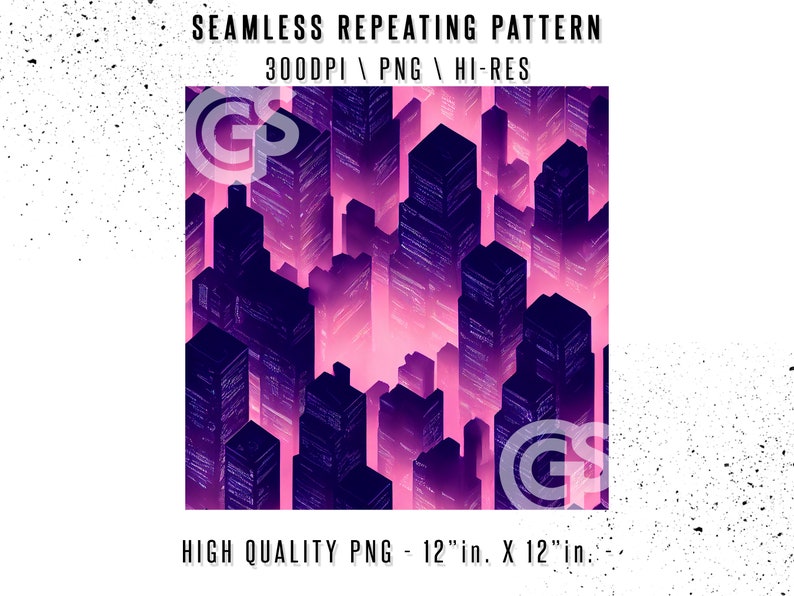 Seamless PNG Cyberpunk Skyline 3 Seamless Pattern - Etsy