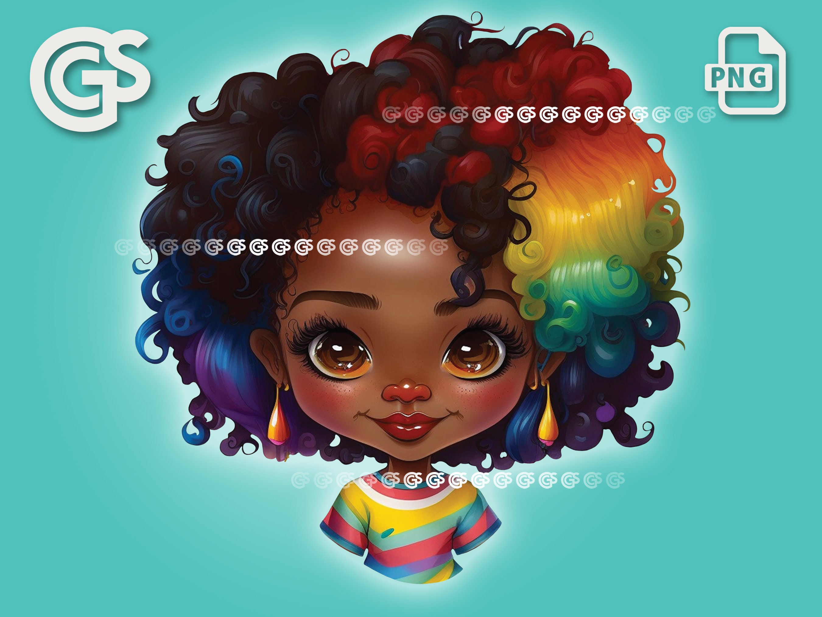 Happy Little Black Girl Cartoon