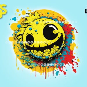 Psychedelic Smiley Face Emoji PNG - Twitch Emote T-shirt Digital File ...