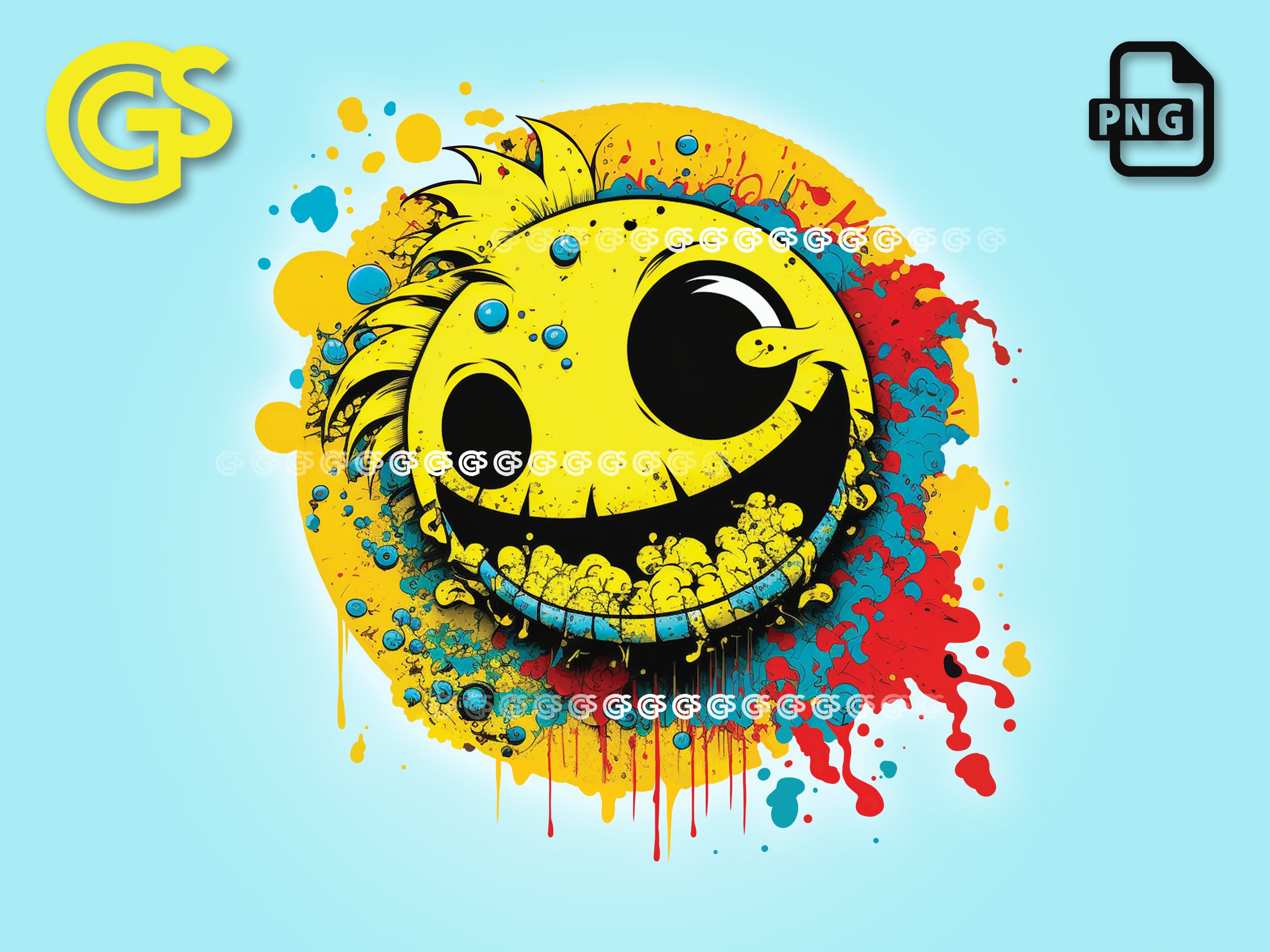Psychedelic Smiley Face Emoji PNG Twitch Emote T-Shirt - Etsy España