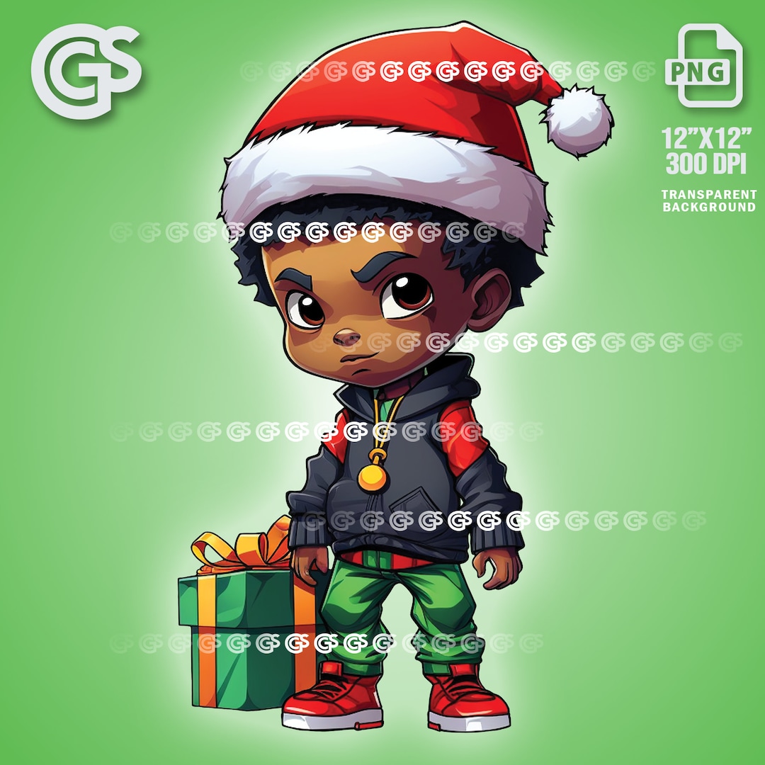 Merry Black Boy Christmas PNG Gift Christmas Digital T-shirt Santa's ...