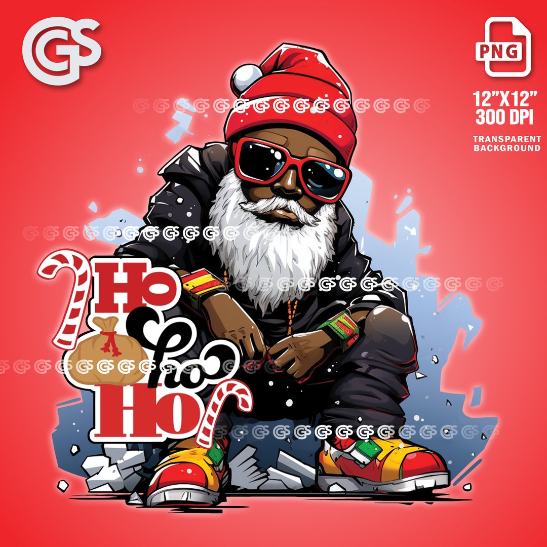 Black Santa Claus PNG Ho Ho Ho Christmas Digital T-shirt PNG ...