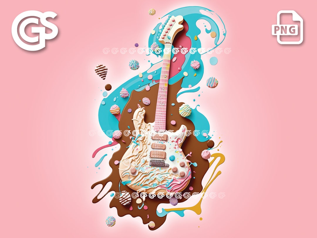 Candy Electric Guitar PNG | T-shirt Sticker Digital File, Music Lover ...