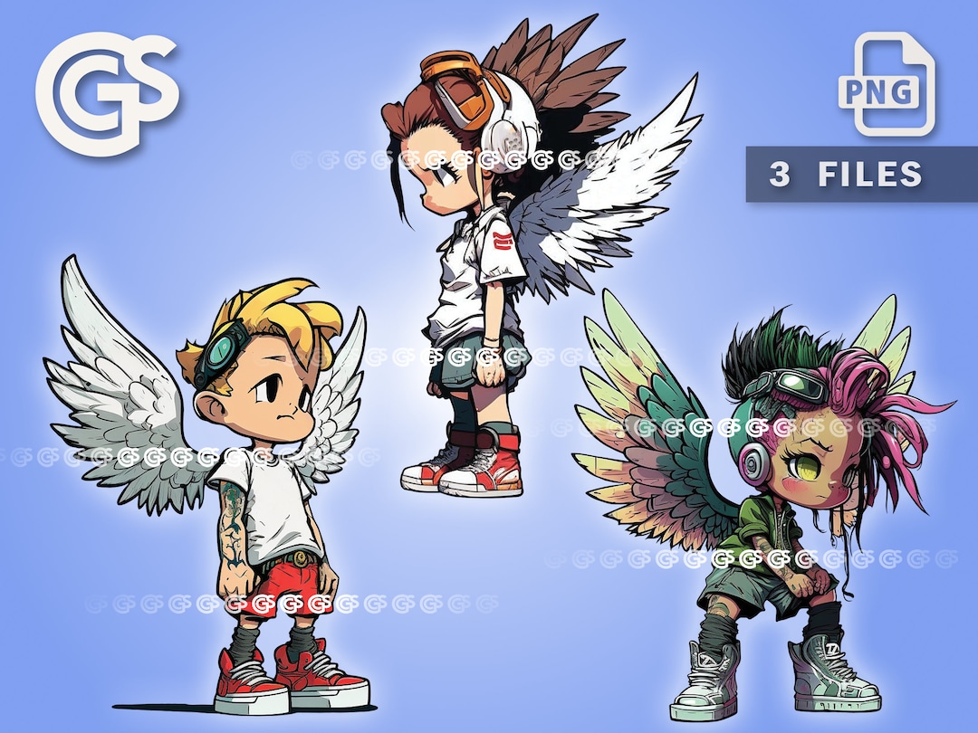 Cool Angels Bundle (3) PNG | Angel T-shirt Sticker Digital File, Angel ...