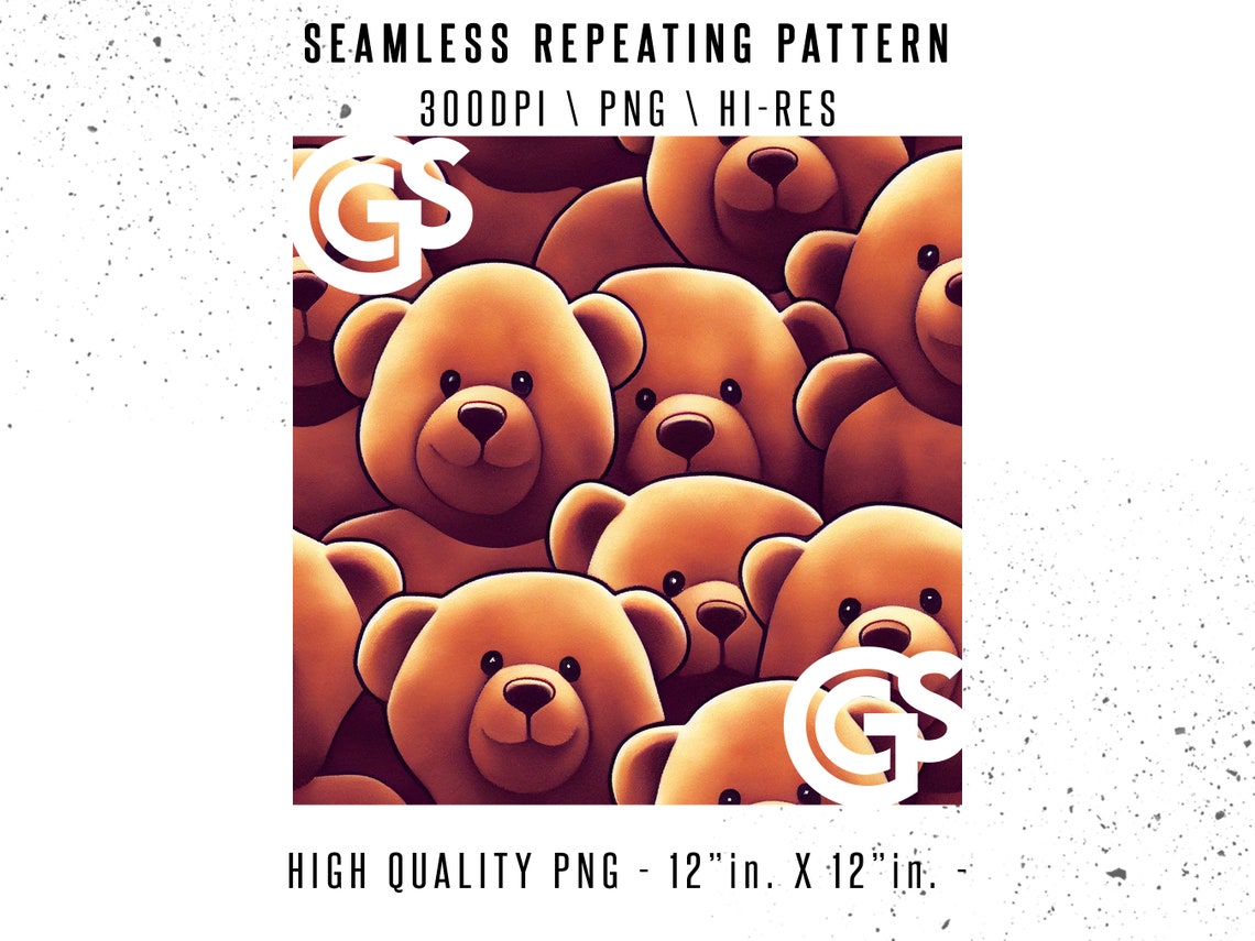 Digital Paper PNG Teddy Bears - Seamless Pattern Repeating Design File ...