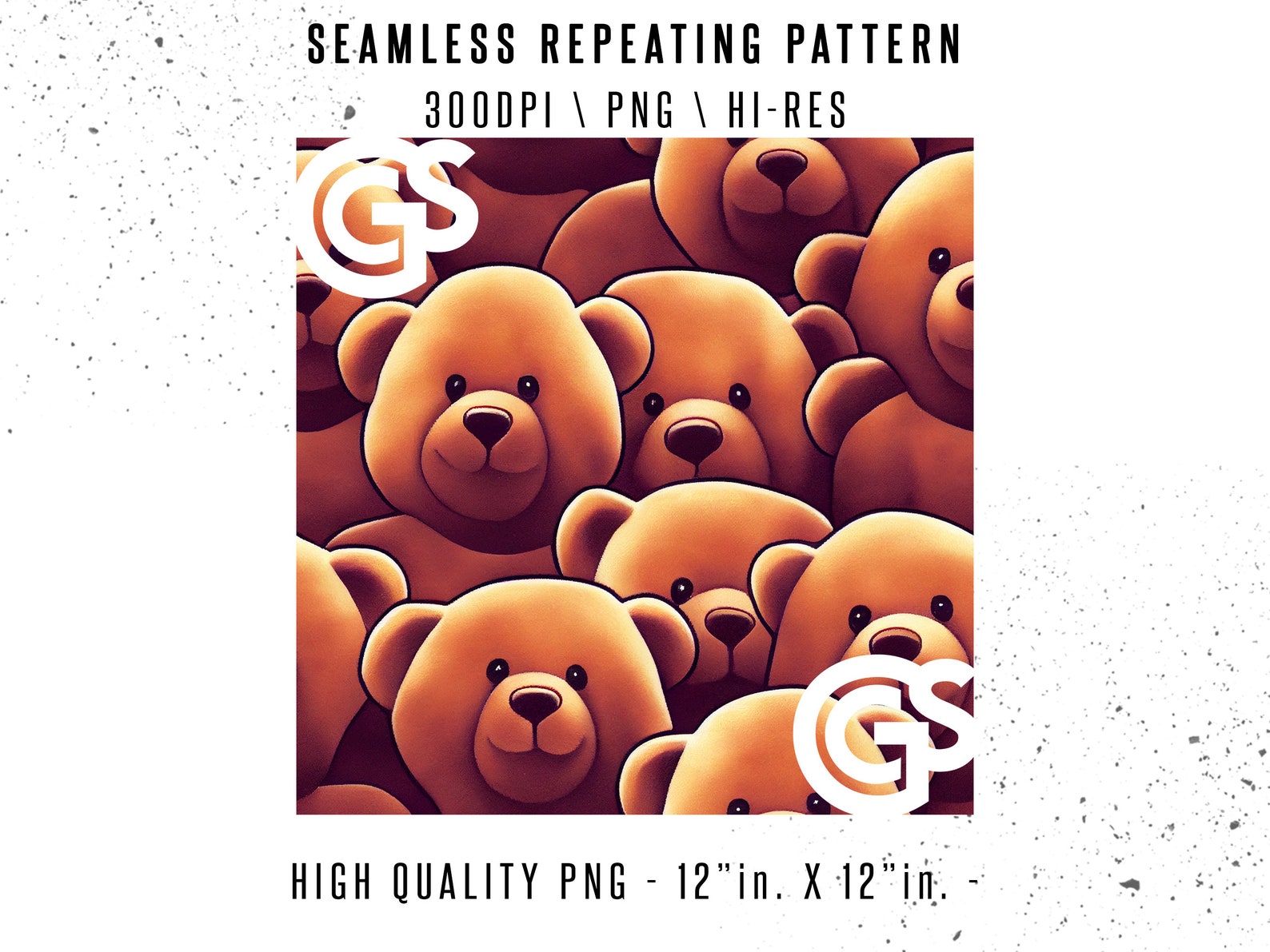 Digital Paper PNG Teddy Bears - Seamless Pattern Repeating Design File ...
