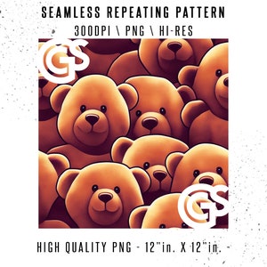 Digital Paper PNG Teddy Bears - Seamless Pattern Repeating Design File ...