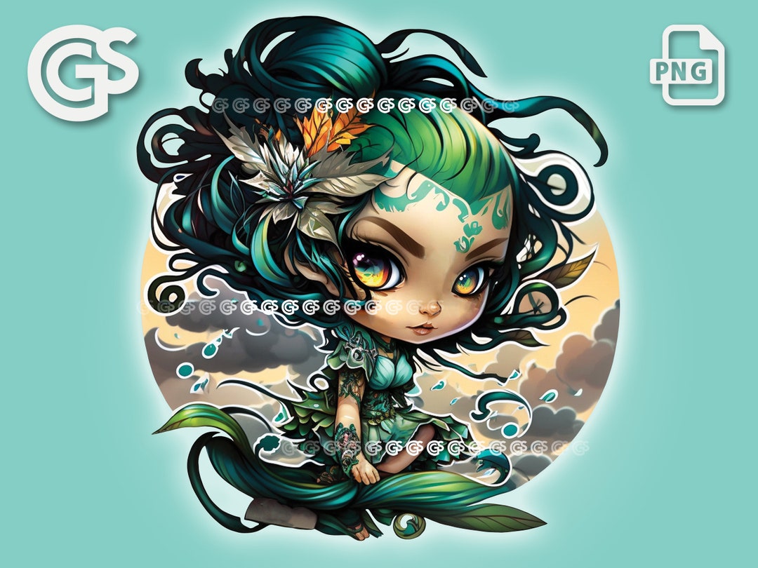 Elemental Wind Air Goddess PNG | Cute Girl T-shirt Sticker Digital File ...