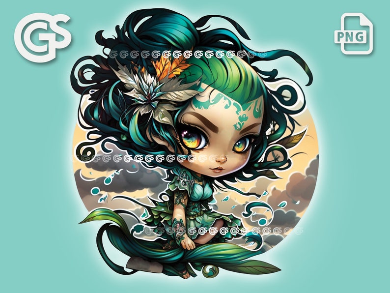 Elemental Wind Air Goddess PNG Cute Girl T-shirt Sticker - Etsy