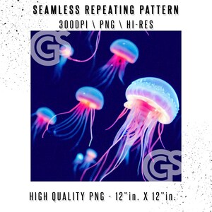 Digital Paper PNG Jellyfish - Seamless Pattern Repeating Design File ...