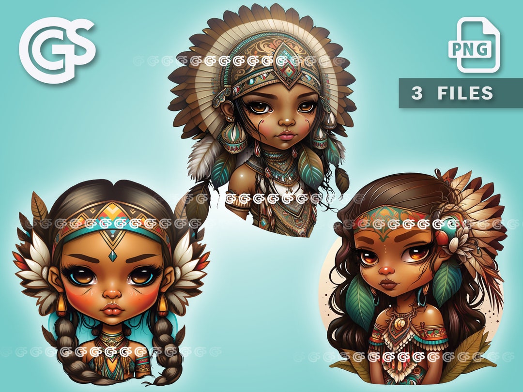 Proud Native American Girls Bundle (3) PNG | Tribal Girl Tshirt Sticker ...