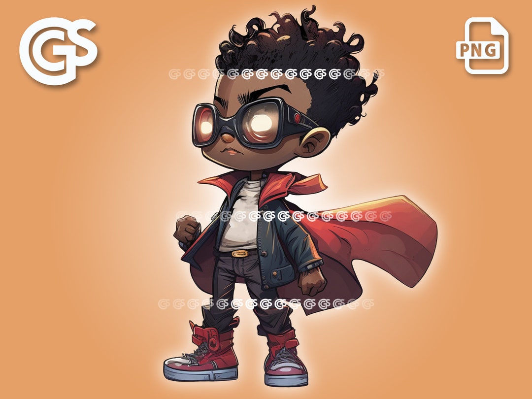 Black Superhero Boy PNG | Afro African American King, Super Hero Tshirt ...
