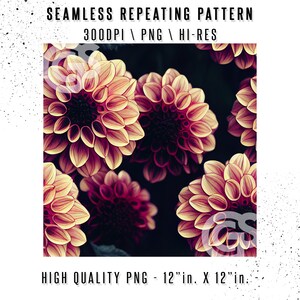Seamless PNG Dahlia Flowers Seamless Pattern Repeating Design File ...
