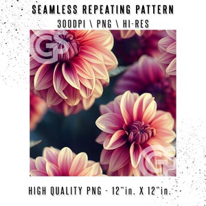 Seamless PNG Dahlia Flowers Seamless Pattern Repeating Design File ...