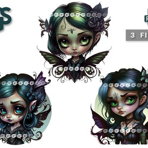 Cute Goth Fairy Bundle (3) PNG | Goth T-shirt Sticker Digital File ...