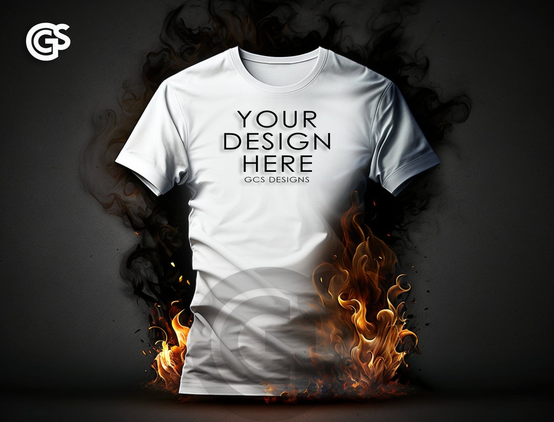 White Tshirt Mockup | Fire Flaming Style Shirt Mockup | Digital Mockup ...