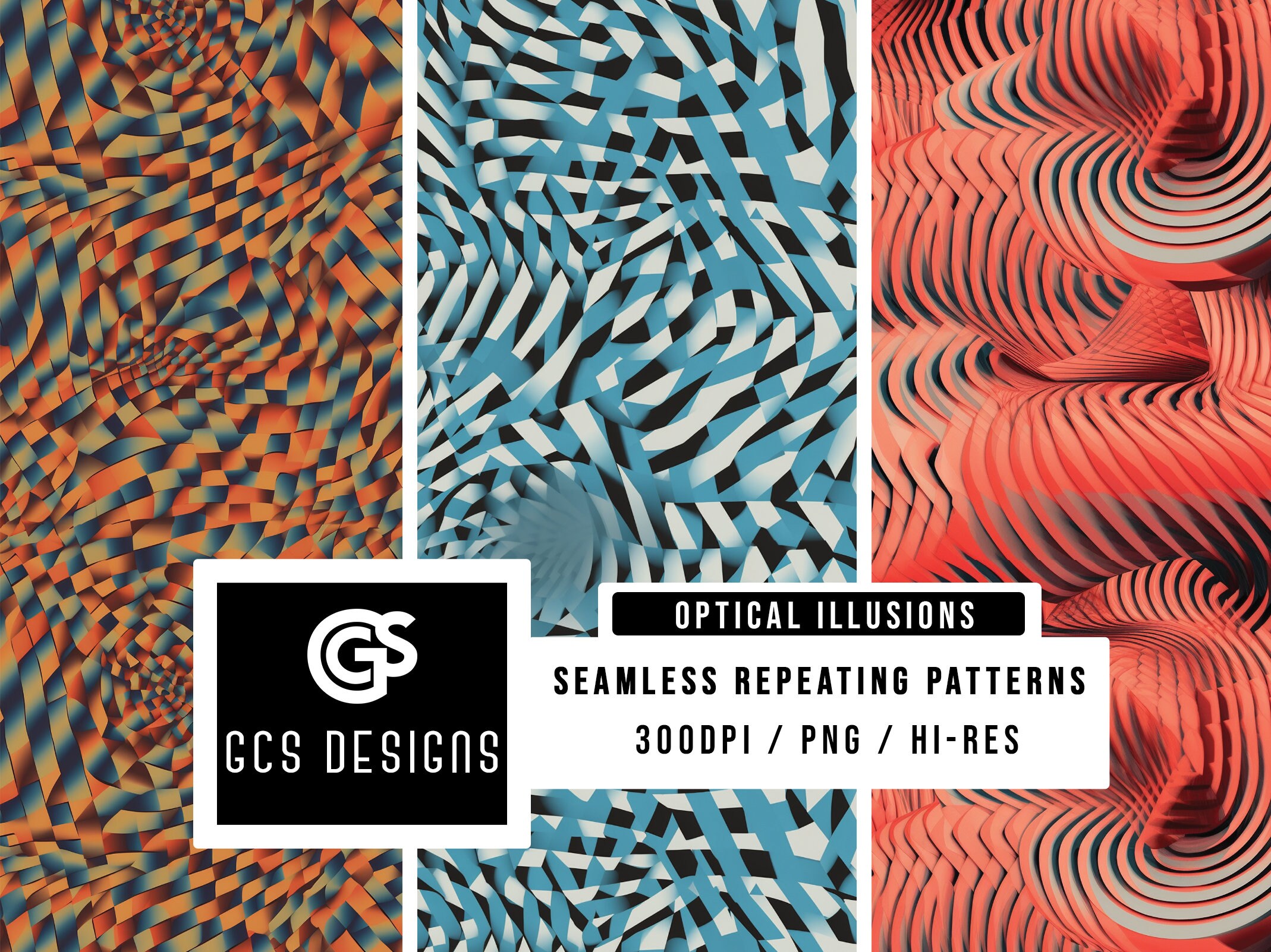 Seamless PNG Optical Illusions 2 | Seamless Pattern Repeating Design ...