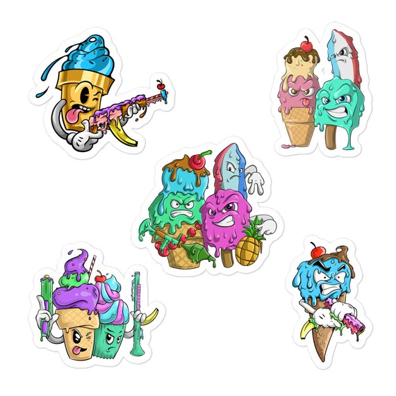 Ice Cream Gang Sticker Pack 5 Funny Dessert Stickers Bundle | Etsy