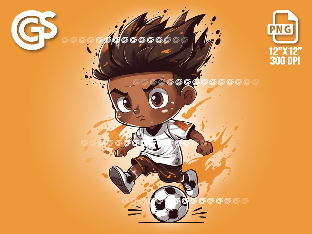 Black Soccer Boy PNG V2 - Futbol Football Player Tshirt Sticker Digital ...