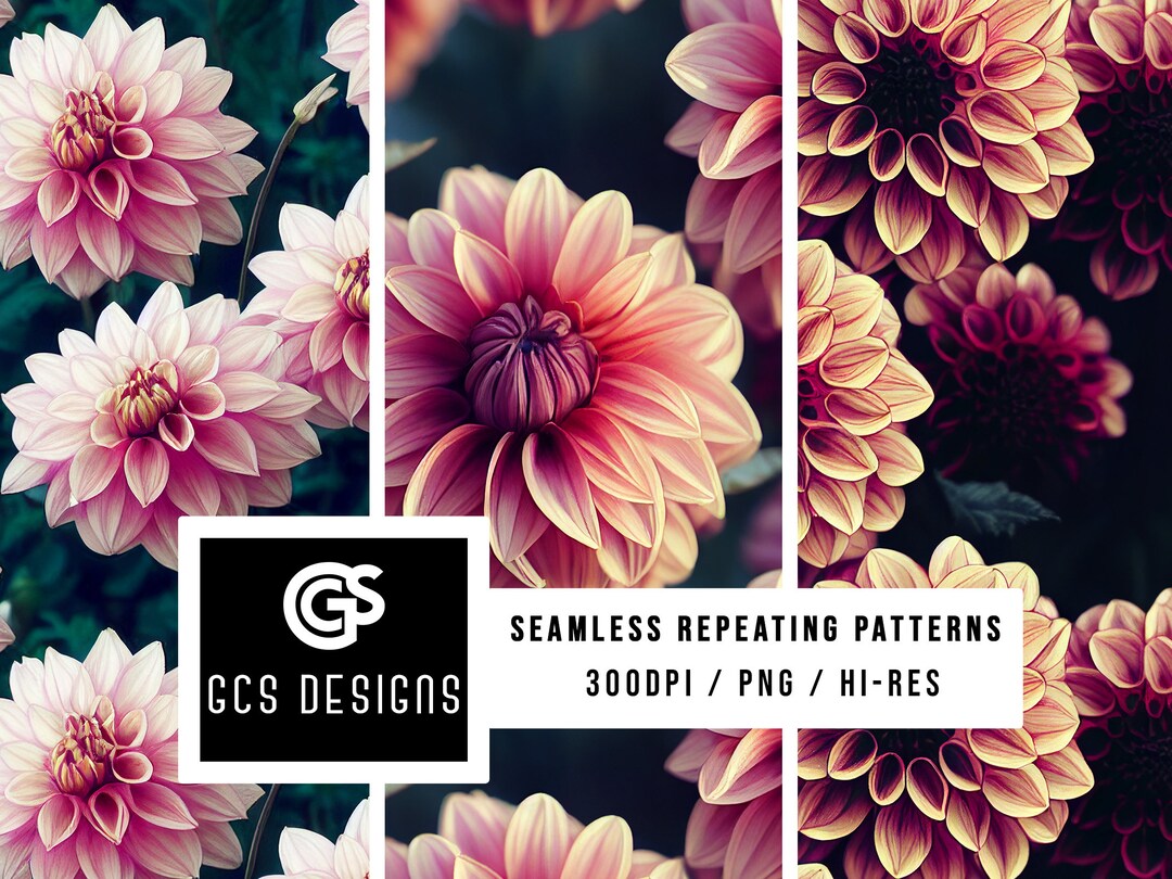 Seamless PNG Dahlia Flowers - Seamless Pattern Repeating Design File ...