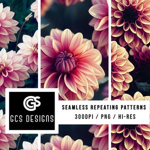 Seamless PNG Dahlia Flowers Seamless Pattern Repeating Design File ...
