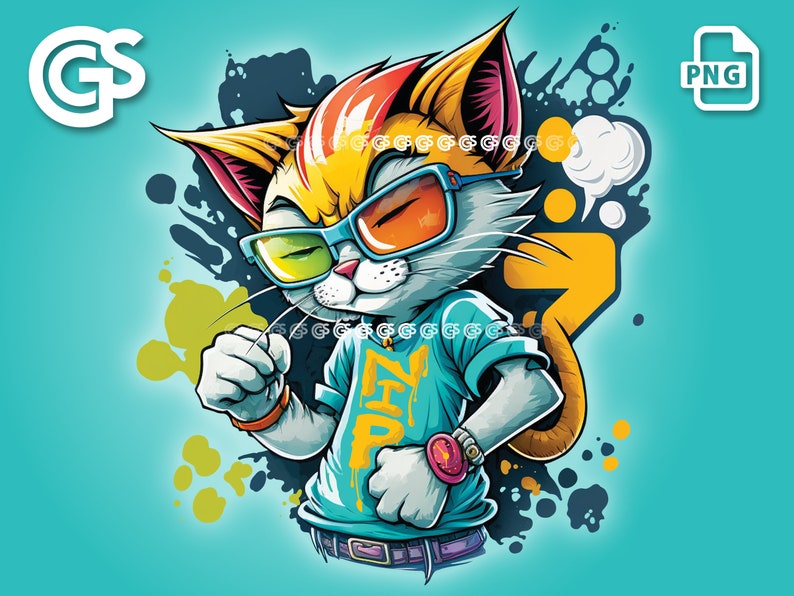 Cool Graffiti Cats Bundle (3) PNG - Kitten T-shirt Sticker Digital File ...