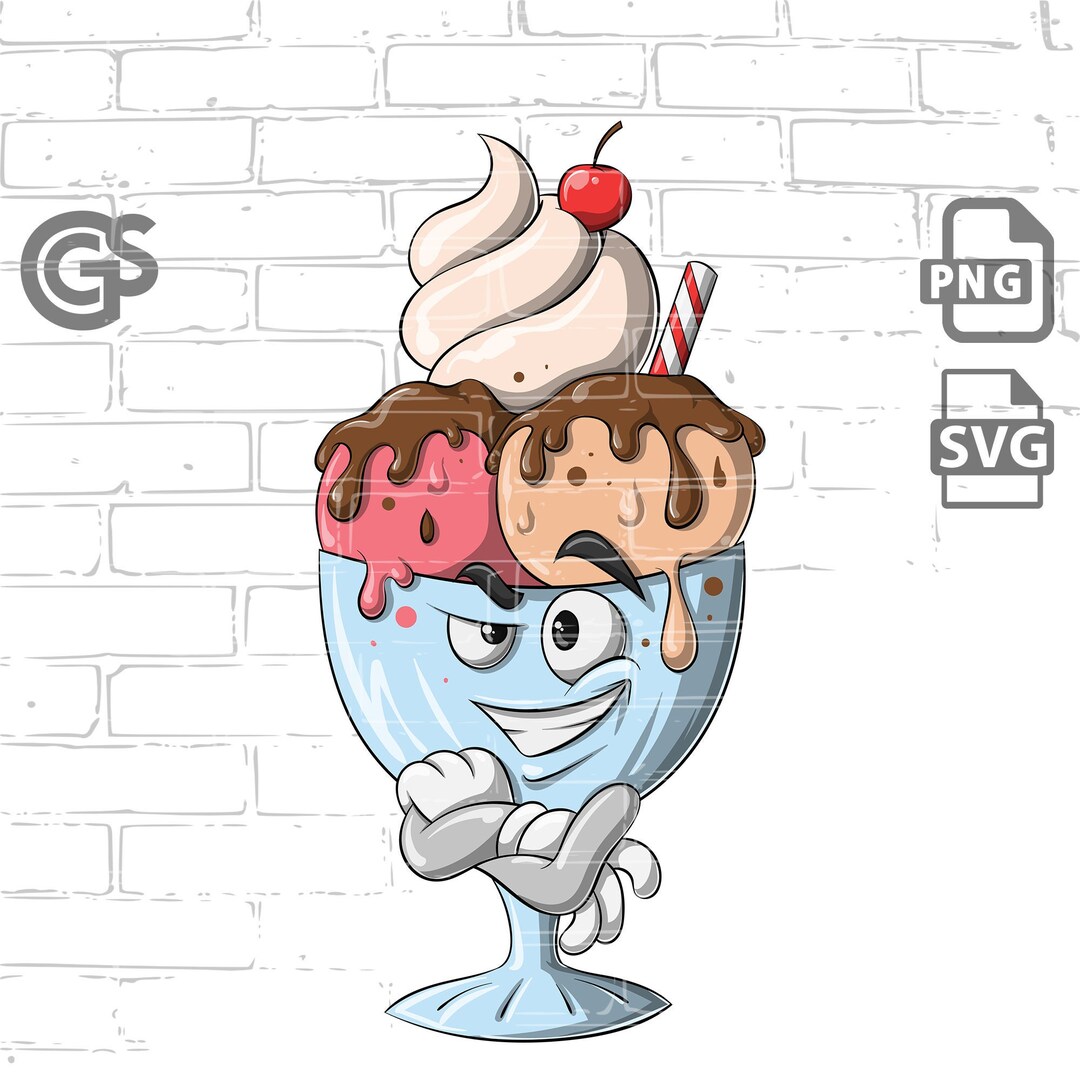Smirking Ice Cream Sundae - Graphic T-shirt Digital Design, PNG, Urban ...