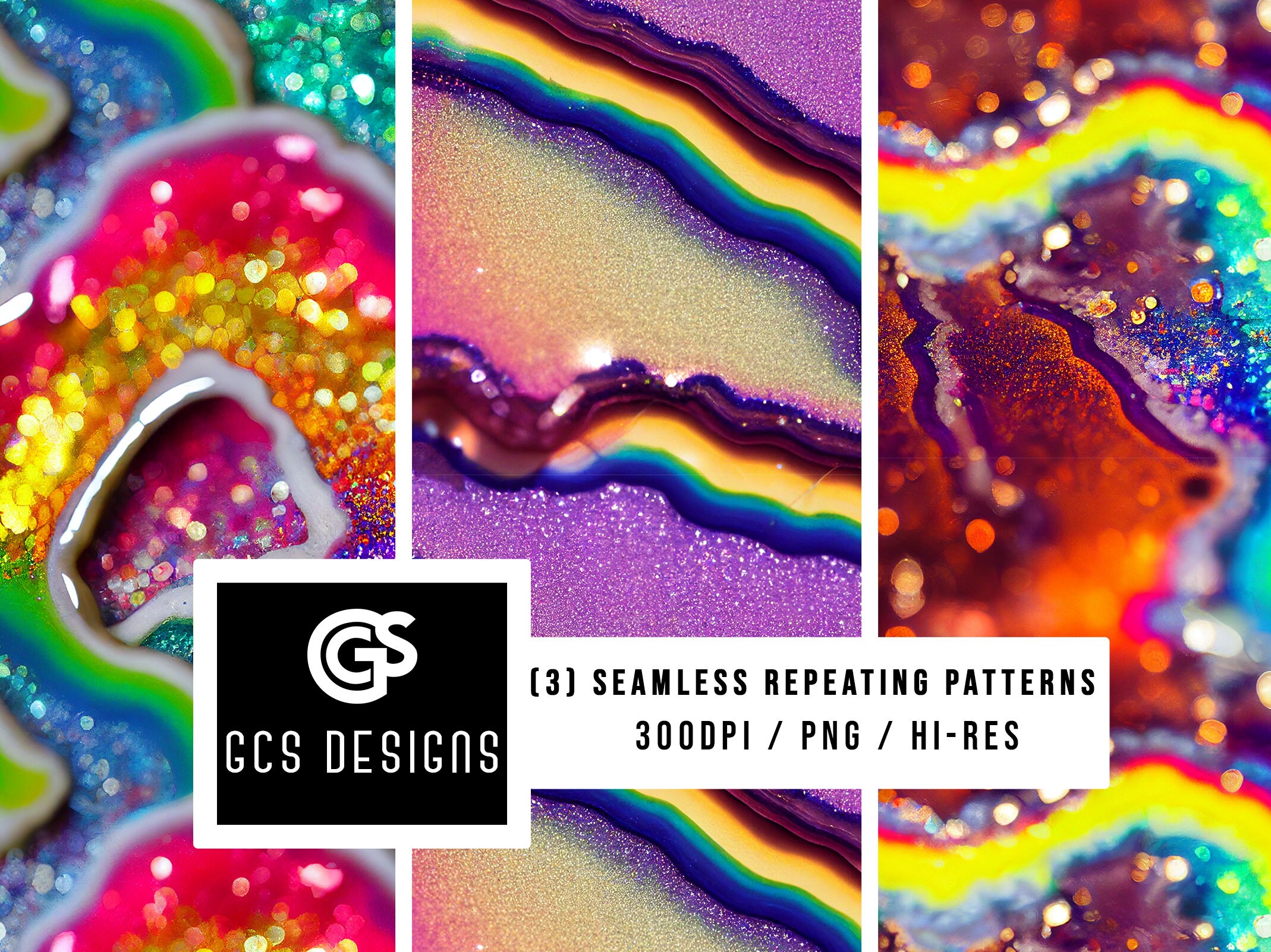 Digital Paper Rainbow Glitter Agate Seamless Pattern - Etsy