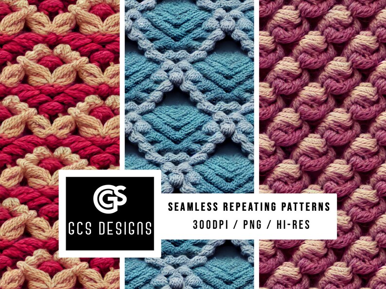 Seamless PNG Crochet Stitching Seamless Pattern Repeating - Etsy