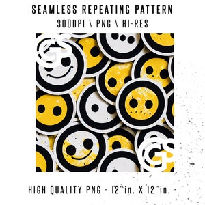 Digital Paper Smiley Faces - Seamless Pattern Repeating Design File ...