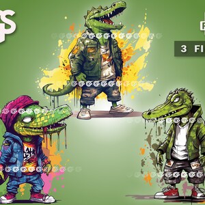 Streetwear Alligator Bundle (3) PNG | Gator Tshirt Sticker Digital File ...