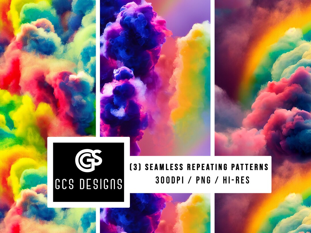 Digital Paper Rainbow Clouds - Seamless Pattern Repeating Design File ...