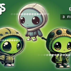 Adorable Chibi Aliens Bundle (3) PNG - Twitch Emote T-shirt Digital ...