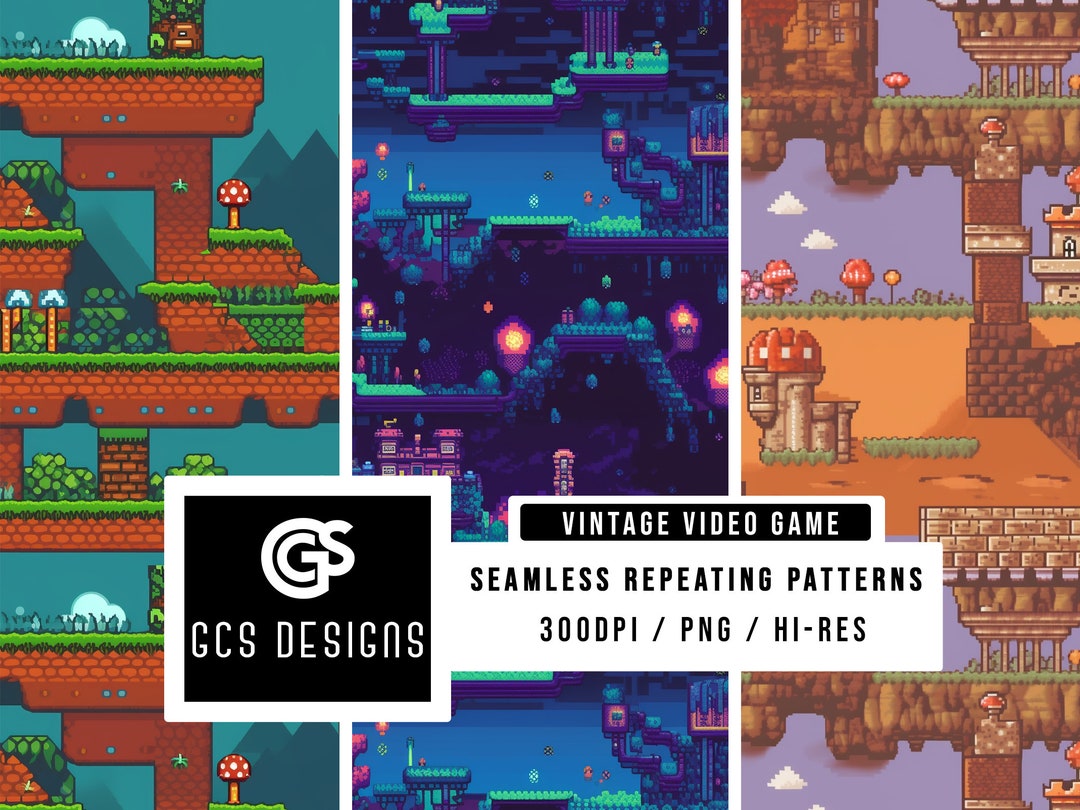 Seamless PNG Vintage Video Game | Seamless Pattern Repeating Design ...