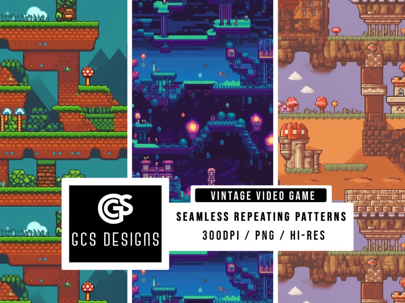 Seamless PNG Vintage Video Game Seamless Pattern Repeating - Etsy