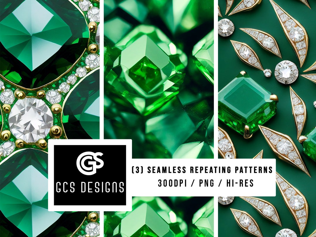 Seamless PNG Emeralds and Diamonds - Seamless Pattern Repeating Design ...