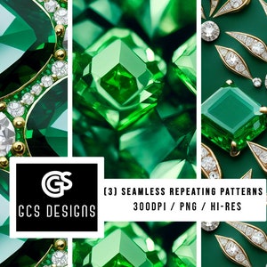 Seamless PNG Emeralds and Diamonds - Seamless Pattern Repeating Design ...