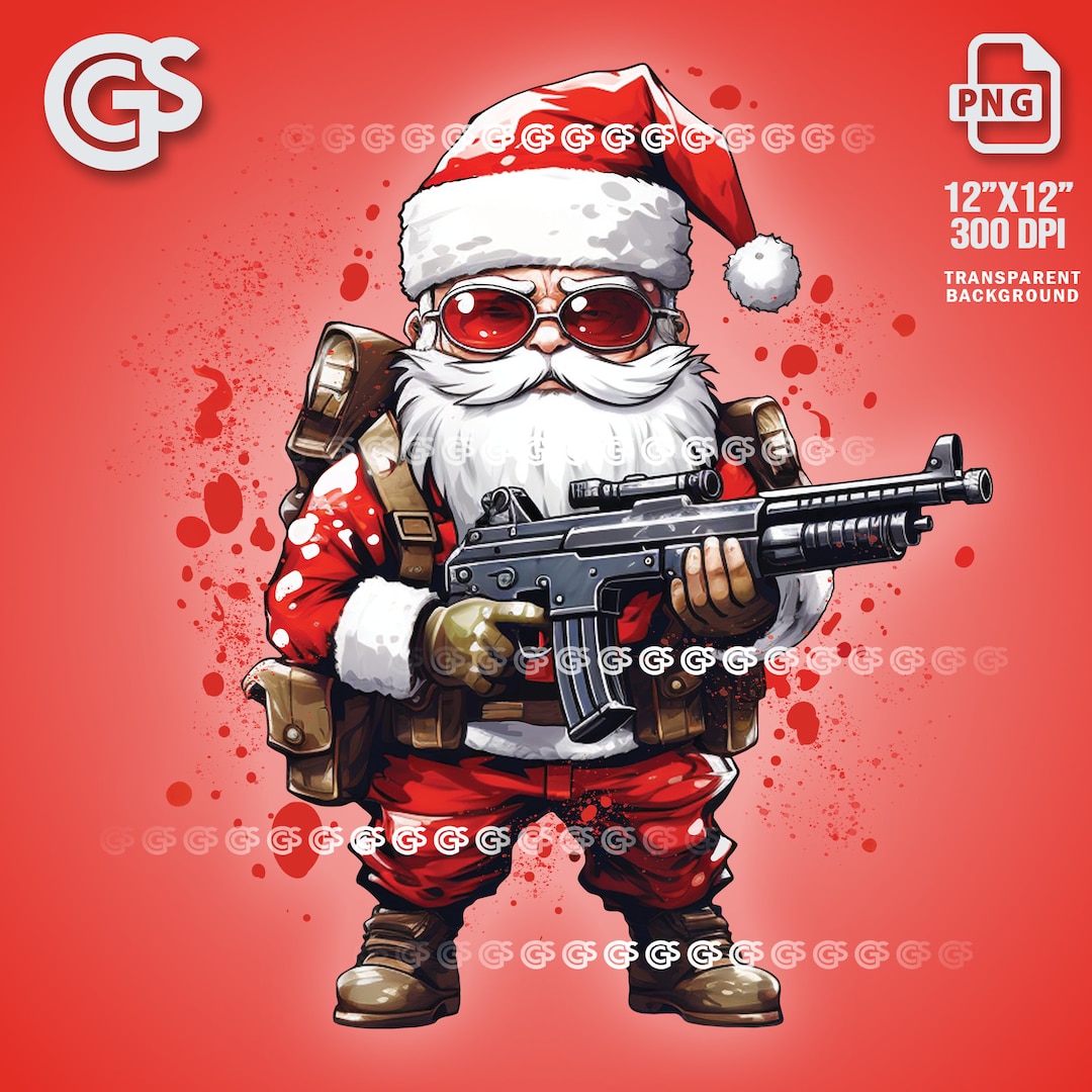 Overprotective Santa Claus PNG - Christmas Digital T-shirt Santa's Gun ...