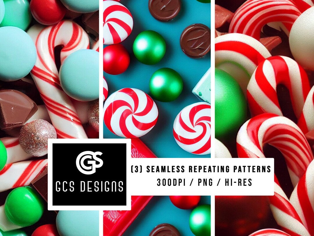 Digital Paper Christmas Candy - Seamless Pattern Repeating Design File ...
