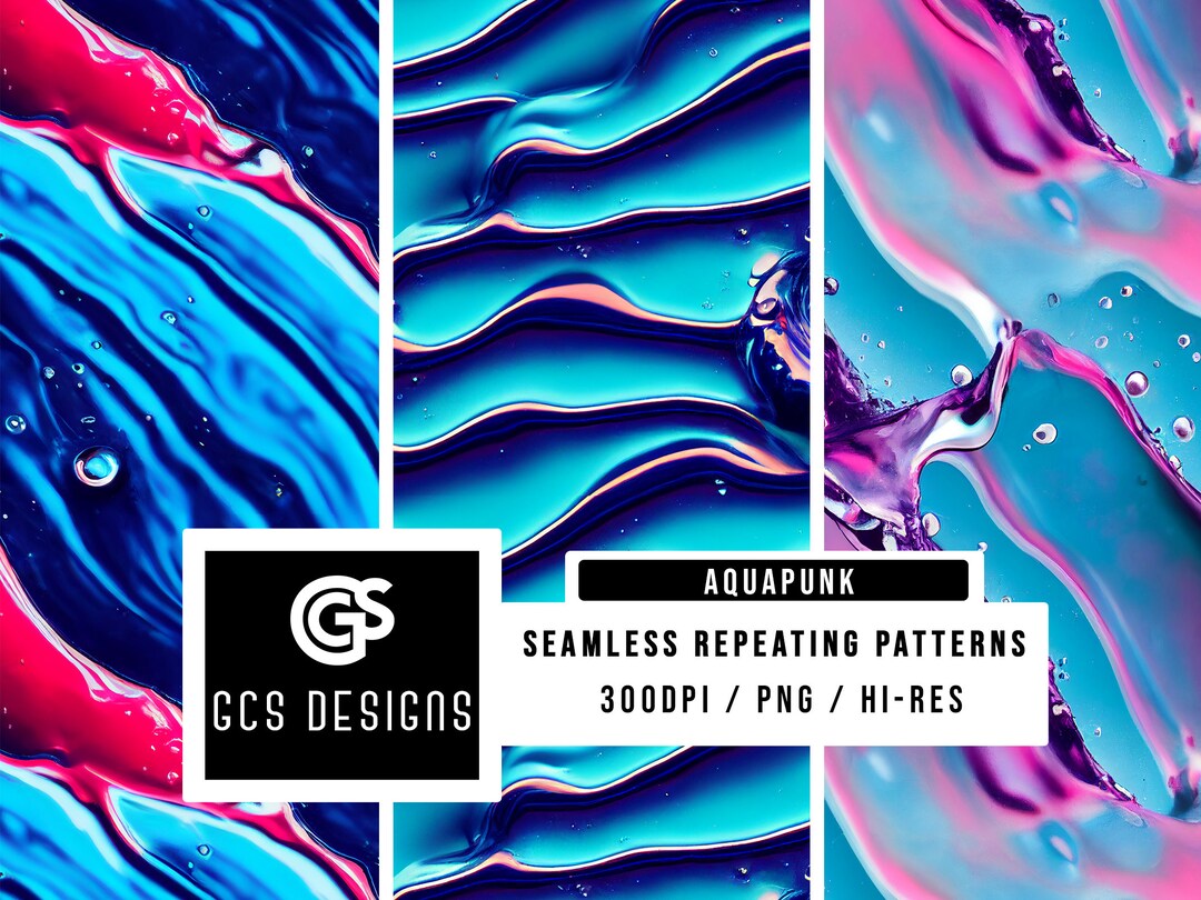 Seamless PNG Aquapunk | Seamless Pattern Repeating Design File, Digital ...