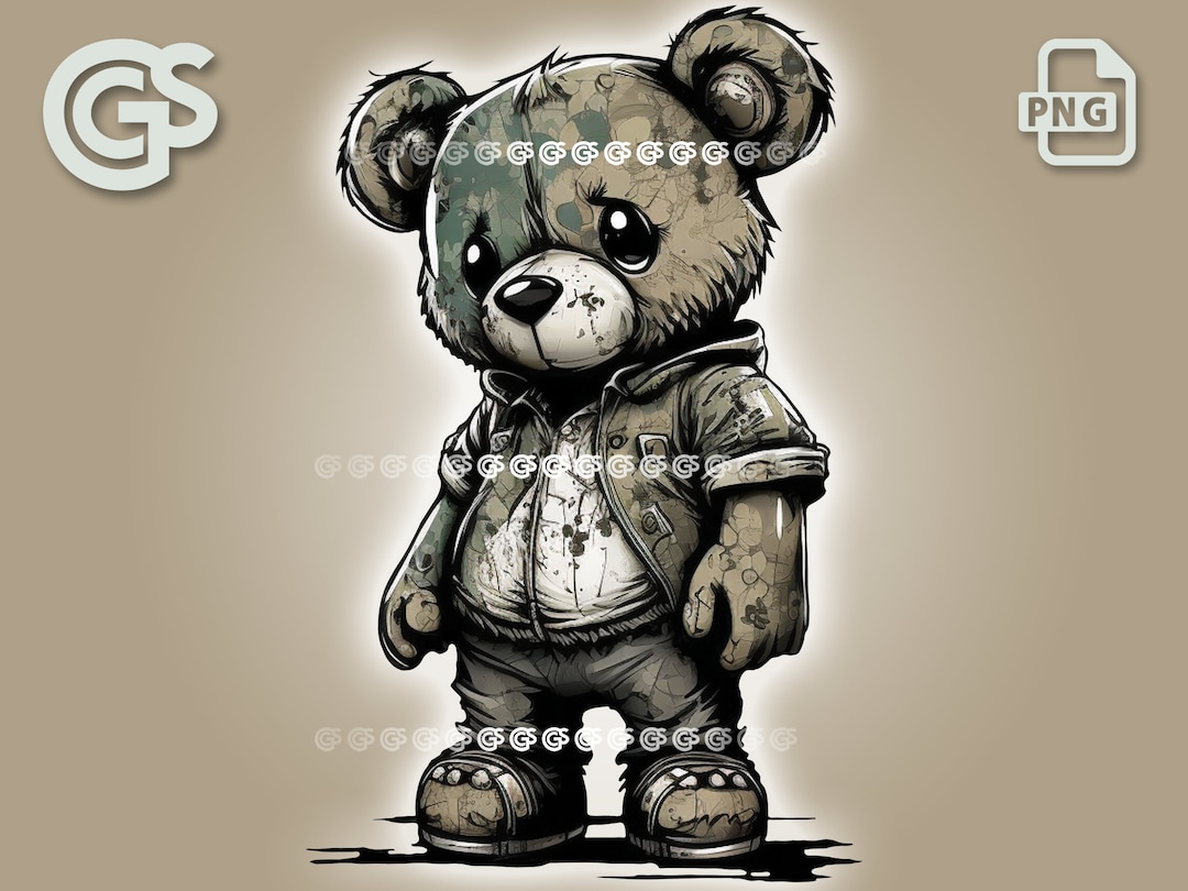 Grunge Teddy Bear PNG File V3 - Digital T-shirt Bears PNG, Graffiti ...
