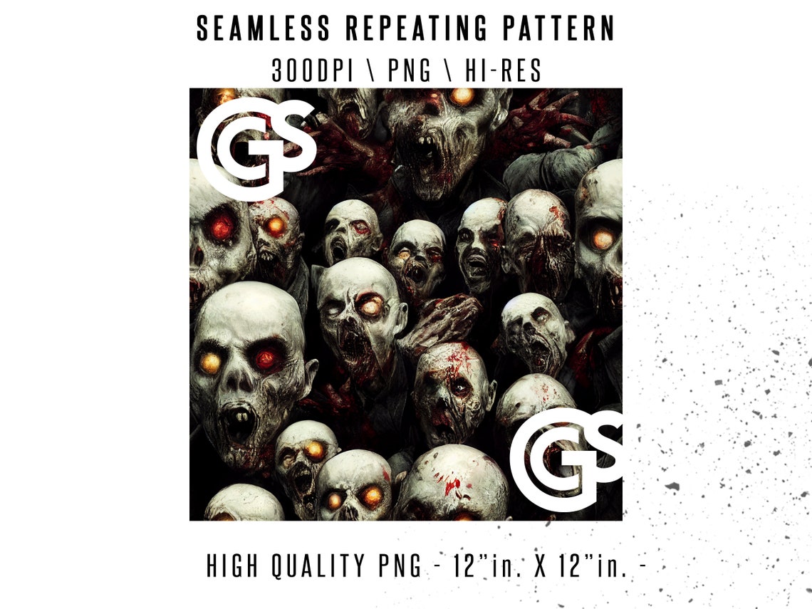 Seamless Png Zombie Horde Seamless Pattern Repeating Design Etsy