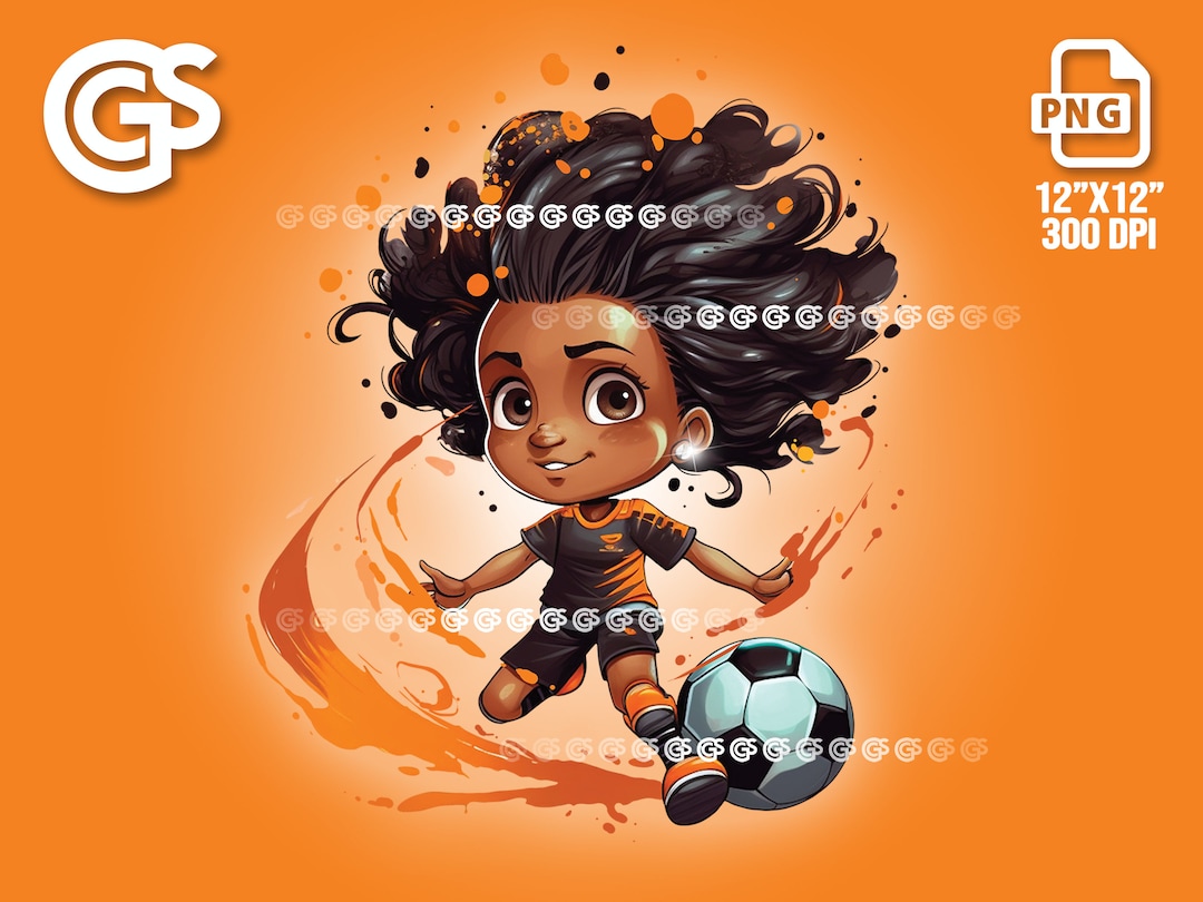 Black Soccer Girl PNG V2 - Futbol Football Player Tshirt Sticker ...