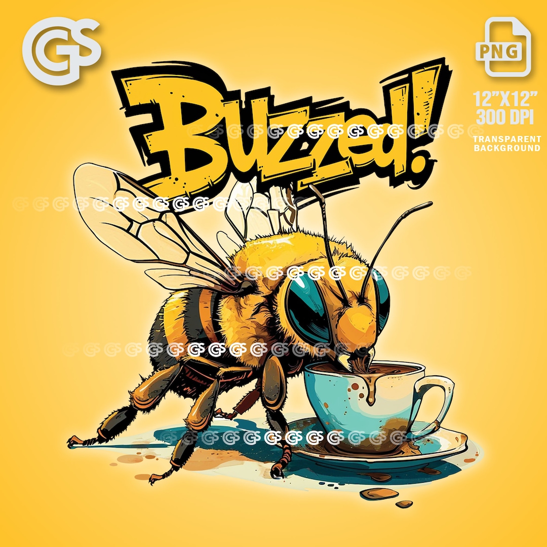 Buzzed Coffee Bee PNG | Tshirt & Cups Mugs, Caffeine, Bumble Bee ...