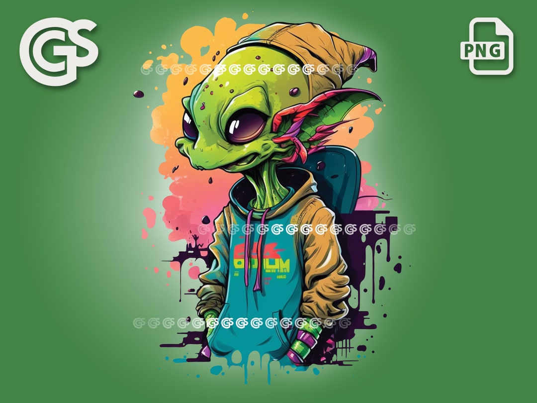 Chill Streetwear Alien PNG | Graphic T-shirt Digital File, ET Lover ...