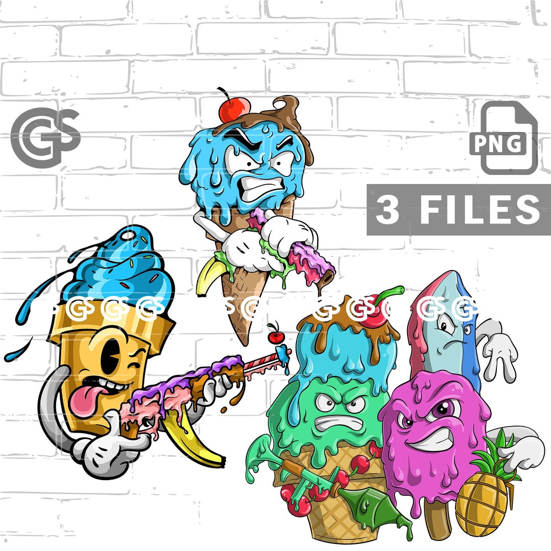 Ice Cream Gang BUNDLE! - (3) SVG PNG Files, Gangster T-shirt Digital ...
