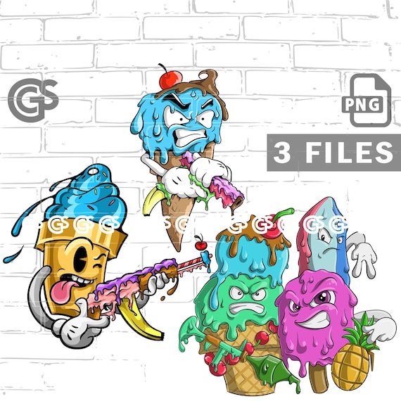 Ice Cream Gang BUNDLE 3 SVG PNG Files Gangster T-shirt | Etsy