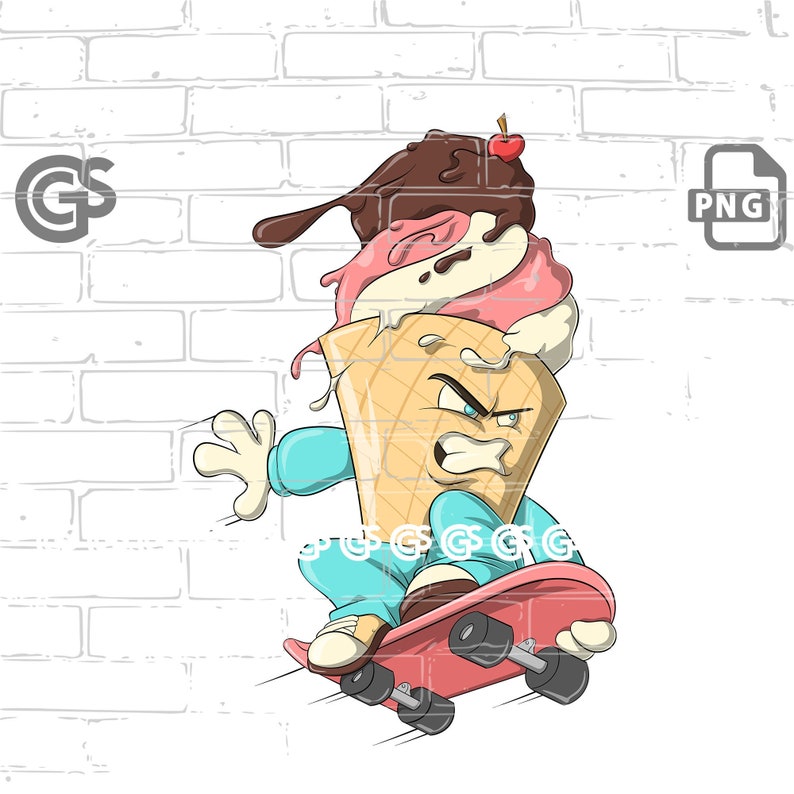 Ice Cream Sk8tr PNG Graphic T-shirt Digital Design Urban - Etsy